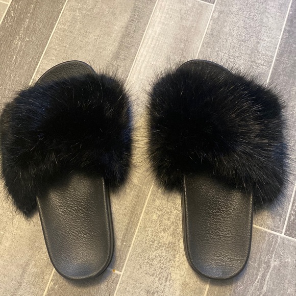 Shoes | Fuzzy Slide Sandals | Poshmark
